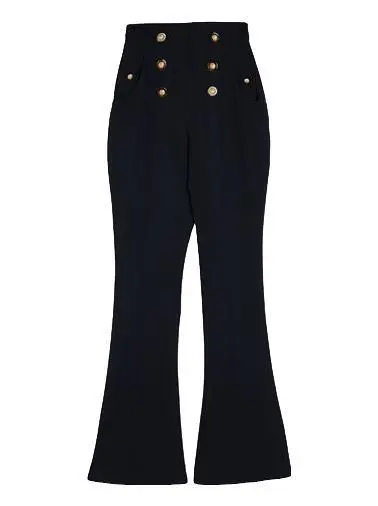 Balmain Flared Virgin Wool Pants - Blue