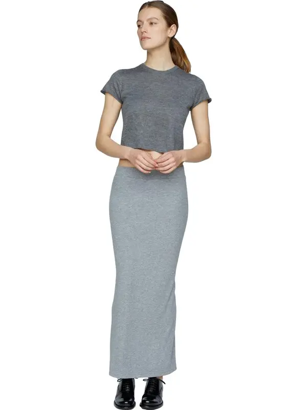 ATM Anthony Thomas Melillo Modal Ribbed Maxi Skirt - Medium Heathered Grey