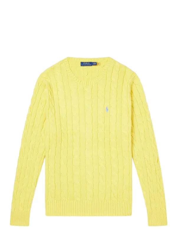 Polo Ralph Lauren Logo-embroidered Cable-knit Cotton Sweater - Yellow