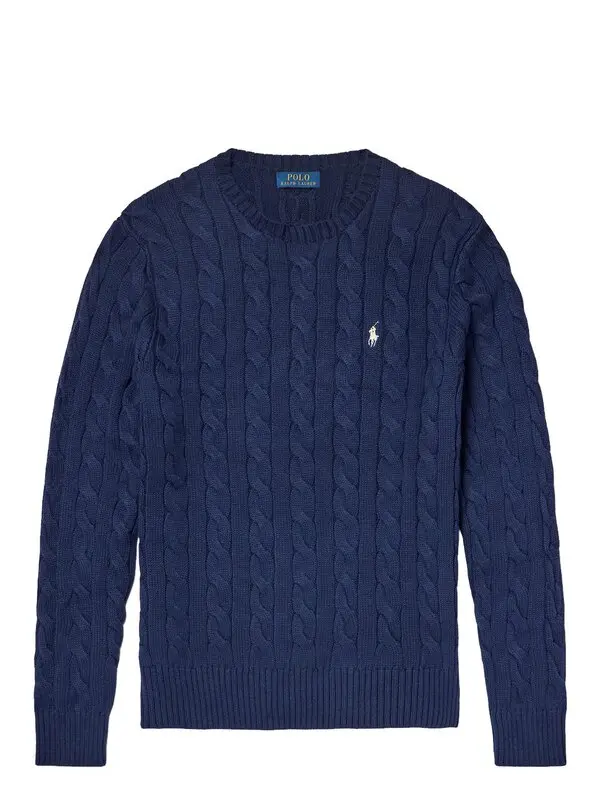 Polo Ralph Lauren Driver Cable-knit Cotton Sweater - Navy