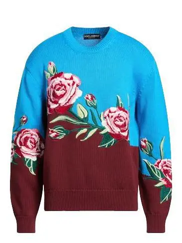 Dolce & Gabbana Sweater Intarsia-knit Embroidered - Blue