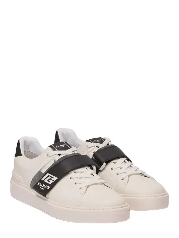 Balmain B-court Trainers With Pb Tongue - White