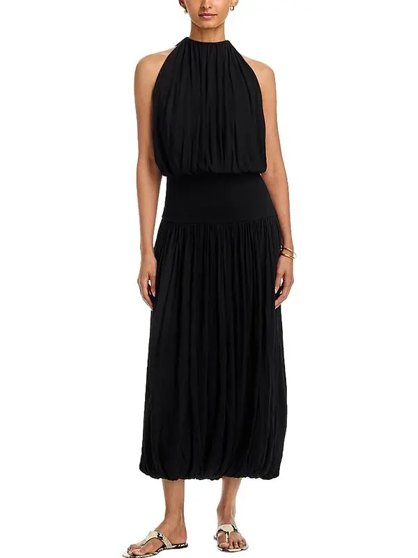 TOTEME Soft Gathered Midi Dress - Black