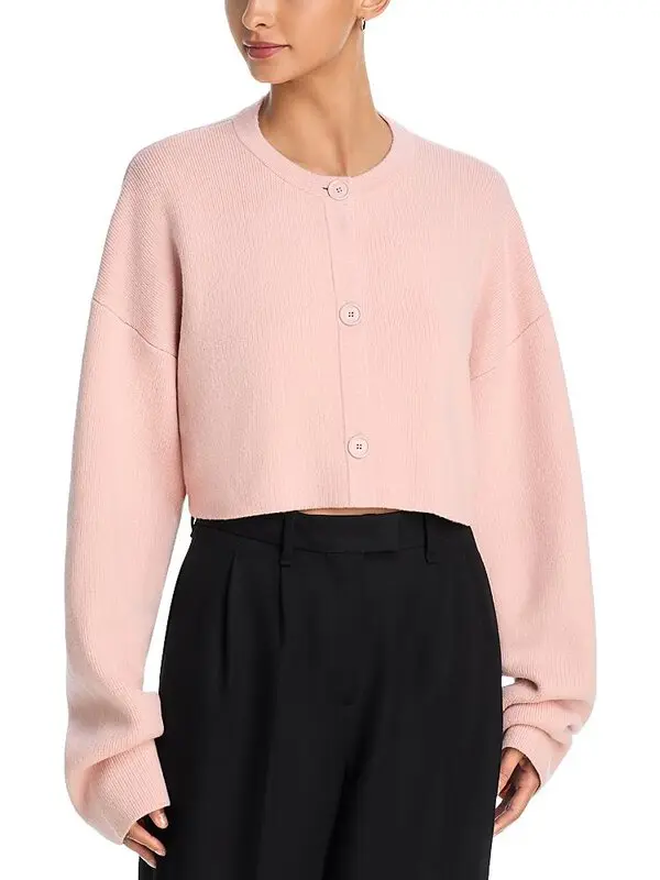 TOTEME Cropped Wool Blend Cardigan - Flamingo