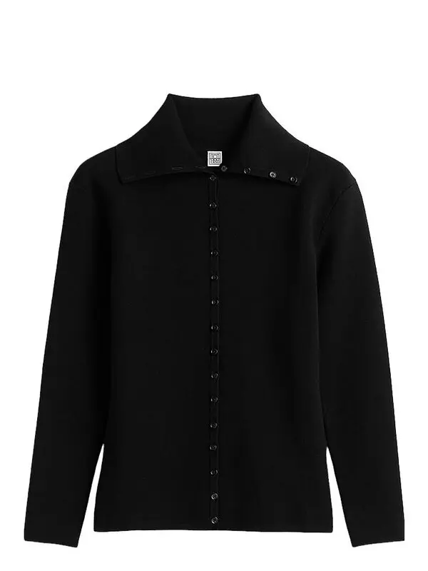 TOTEME Fitted Polo Cardigan Sweater - Black