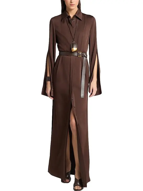 Michael Kors Techno Slit Sleeve Shirtdress - Espresso