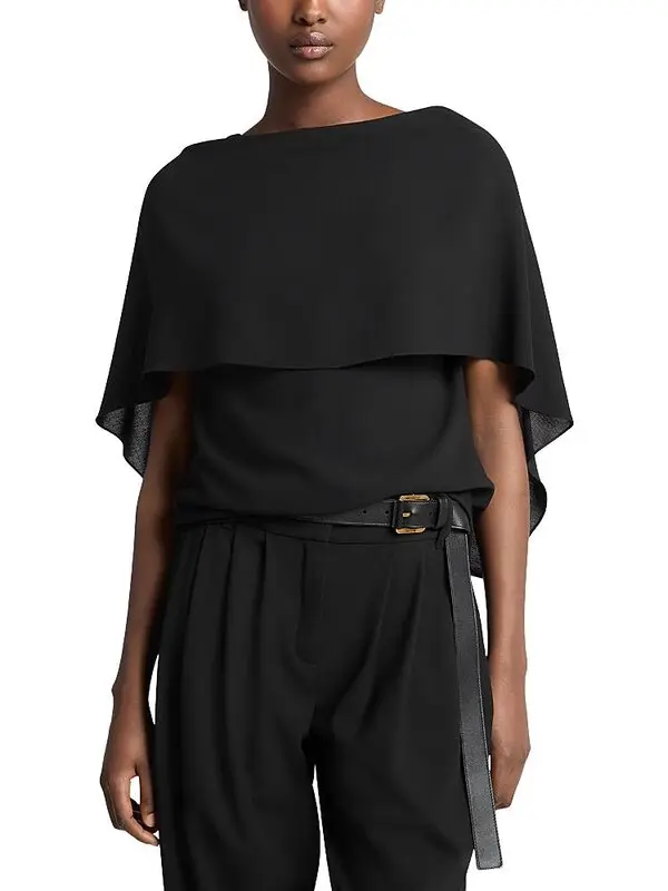Michael Kors Wool Cape Top - Black