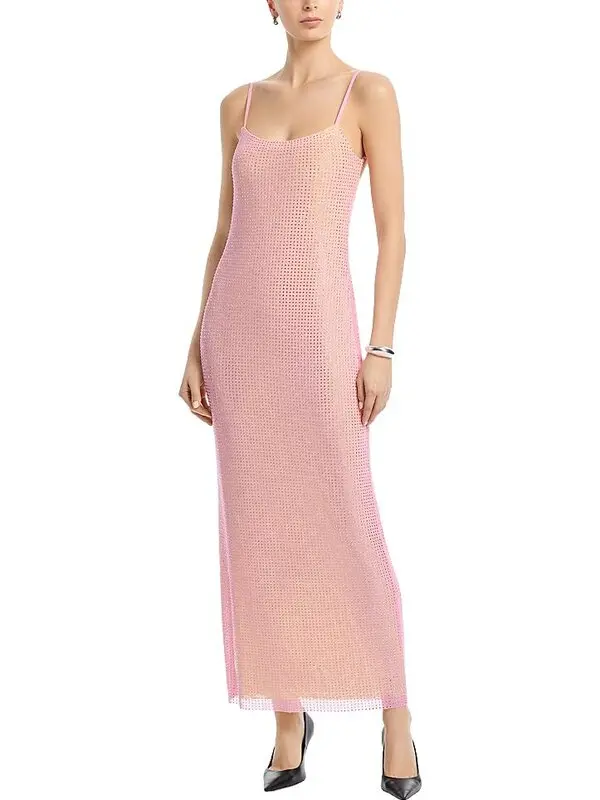 AREA Crystal Embellished Low Back Dress - Bubblegum