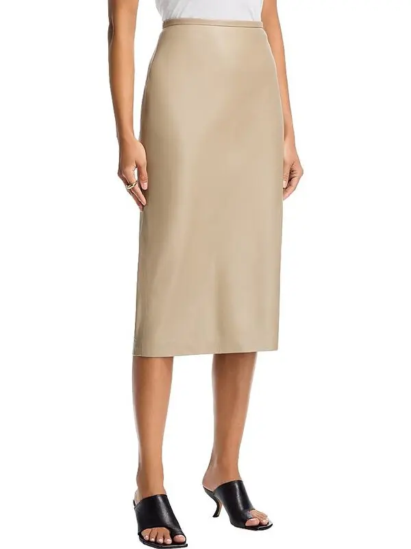 Co Short Leather Pencil Skirt - Mushroom