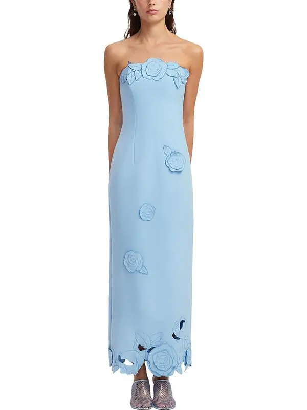 LEO LIN Rayna Applique Bustier Maxi Dress - Pastel Blue