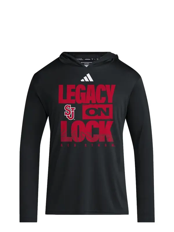 Adidas St. John’s Red Storm 2026 Legacy On Lock March Madness D4t Long Sleeve Hoodie - Ncaa-stj-44w / Black / White