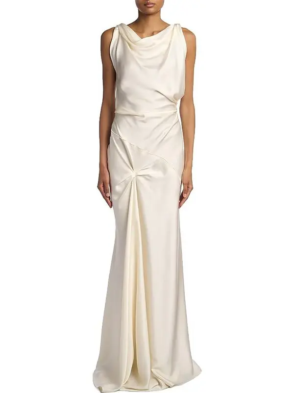 Victoria Beckham Asymmetric Draped Gown - Ivory