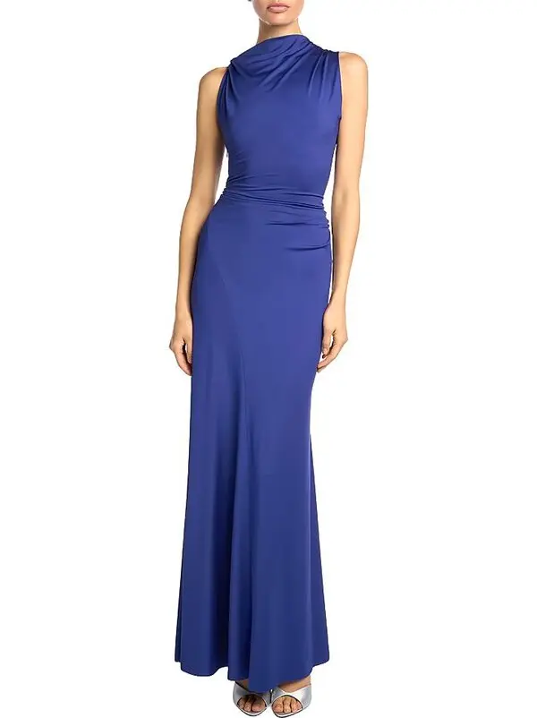 Victoria Beckham Sleeveless Draped Gown - Indigo