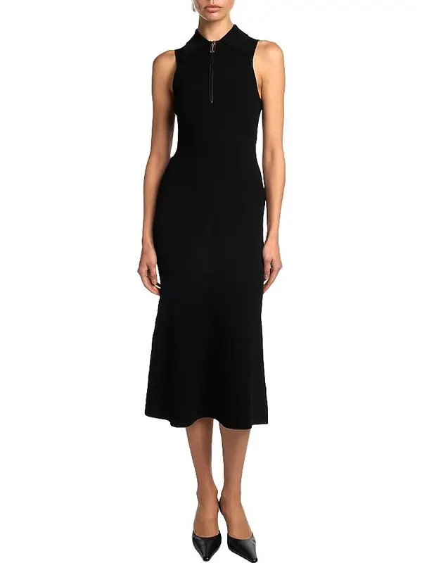 Victoria Beckham Zip Front Sleeveless Dress - Black