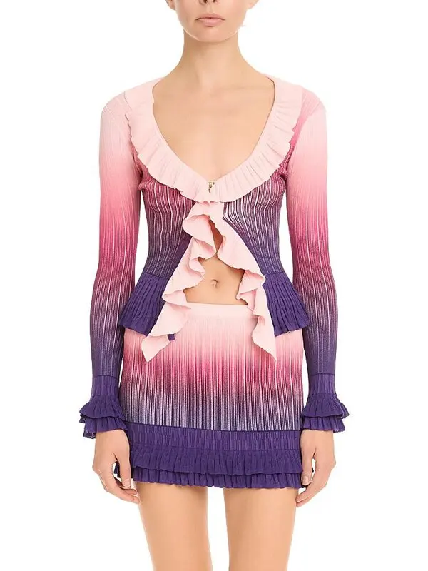 Casablanca Gradient Ruffle Top - Pink
