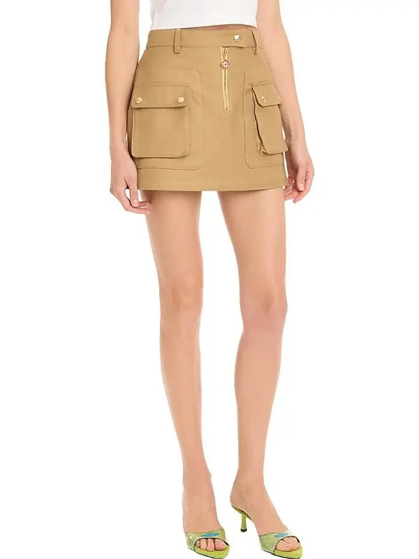 Casablanca Zip Front Mini Skirt - Beige