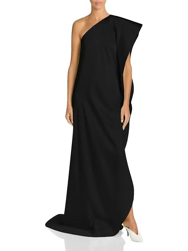 Stella McCartney Envers Satin Asymmetrical Dress - Black