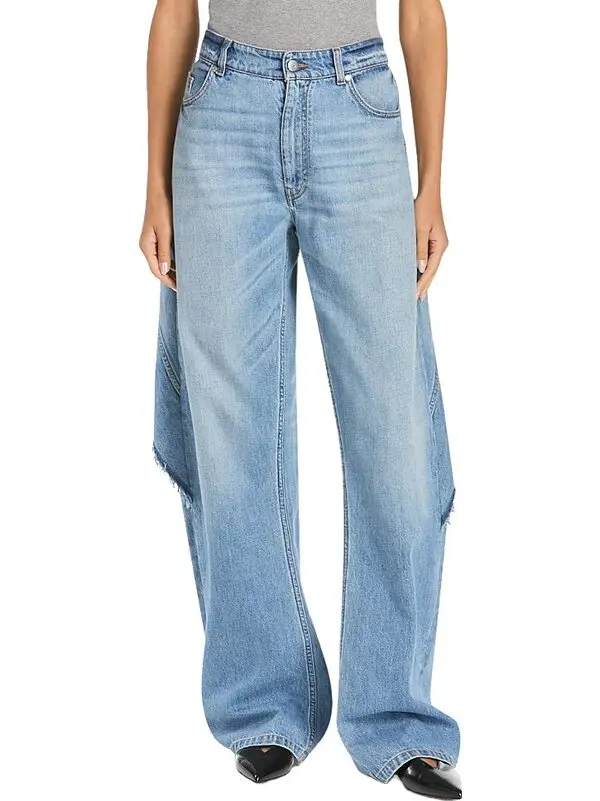 Stella McCartney Mid-waist Deconstructed Relaxed Jeans - Mid Blue