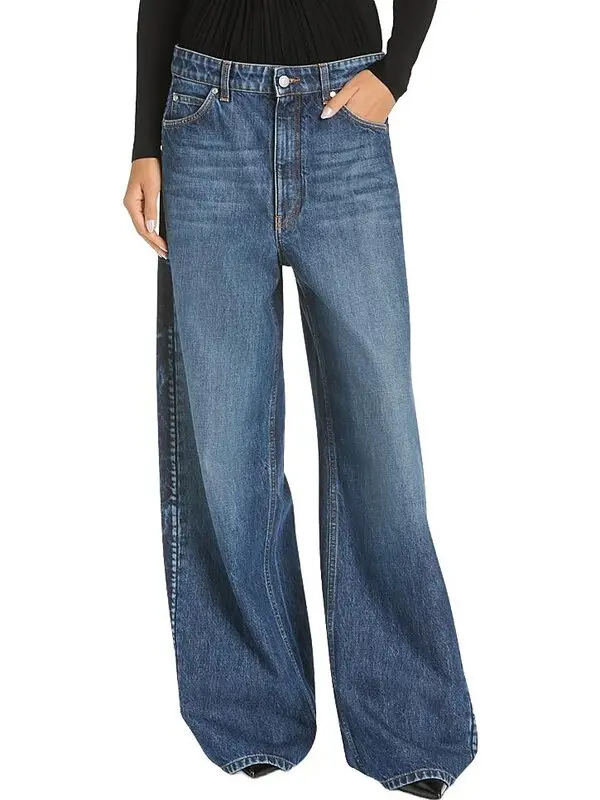 Stella McCartney Side Detail Wide Leg Jeans - Dark Blue