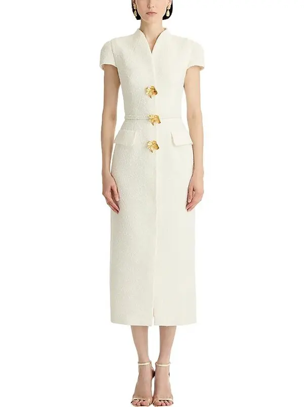 Oscar De La Renta Textured Wool Dress - Ivory