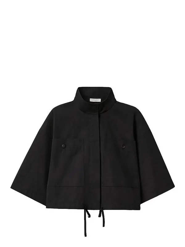 Lafayette 148 New York Oversized Shirt Jacket With Stand Collar - Black