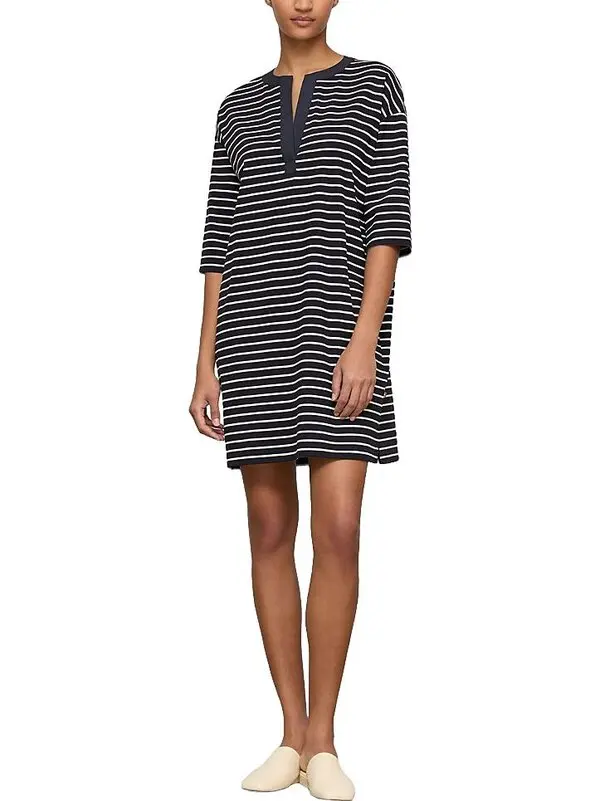 Lafayette 148 New York Split Collar Tunic Dress - Ink Multi