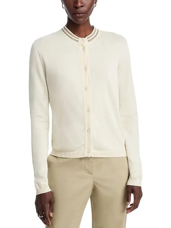 Fabiana Filippi Stitched Trim Cotton Cardigan - Open White