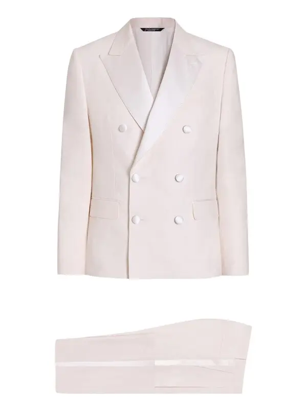 Dolce & Gabbana Double-breasted Linen Canvas Suit - White