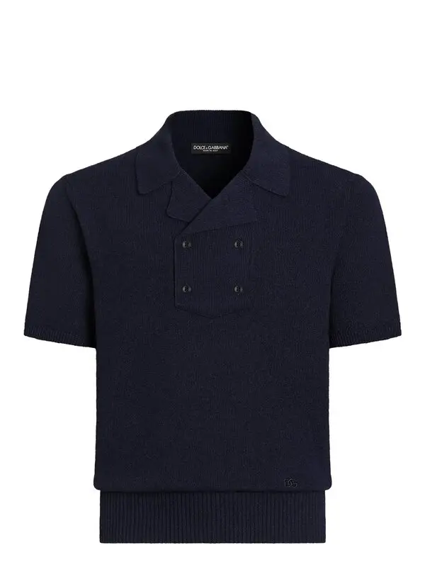 Dolce & Gabbana Cotton-linen Polo Shirt - Blue