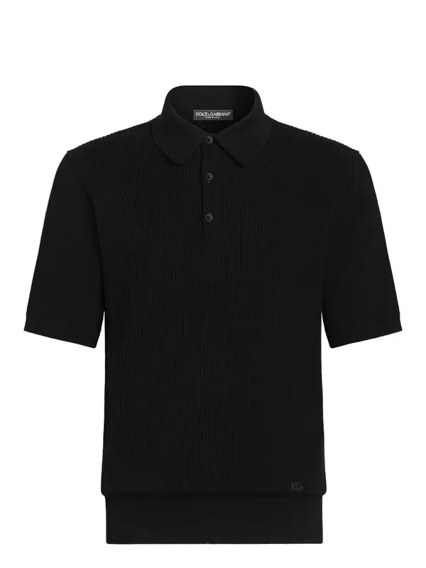 Dolce & Gabbana Micro-rib Cotton Polo Shirt - Black