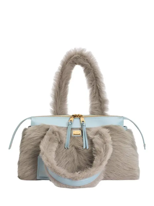 Dolce & Gabbana Vittoria Shoulder Bag In Shearling And Calfskin - Multicolor