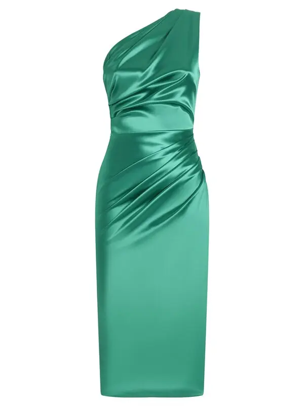 Dolce & Gabbana One-shoulder Stretch Satin Dress - Green