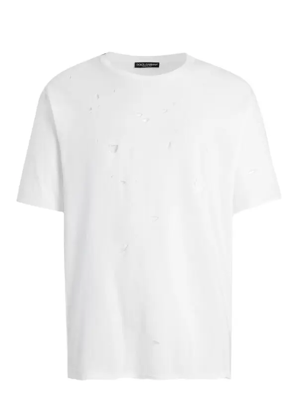 Dolce & Gabbana Distressed Cotton T-shirt - White