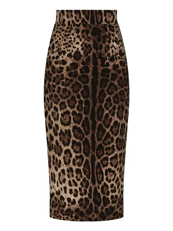 Dolce & Gabbana Leopard-print Double Crepe Calf-length Skirt - Animal Print