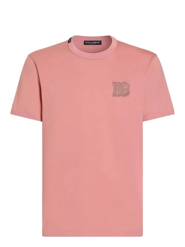 Dolce & Gabbana Cotton T-shirt With Patch - Pink