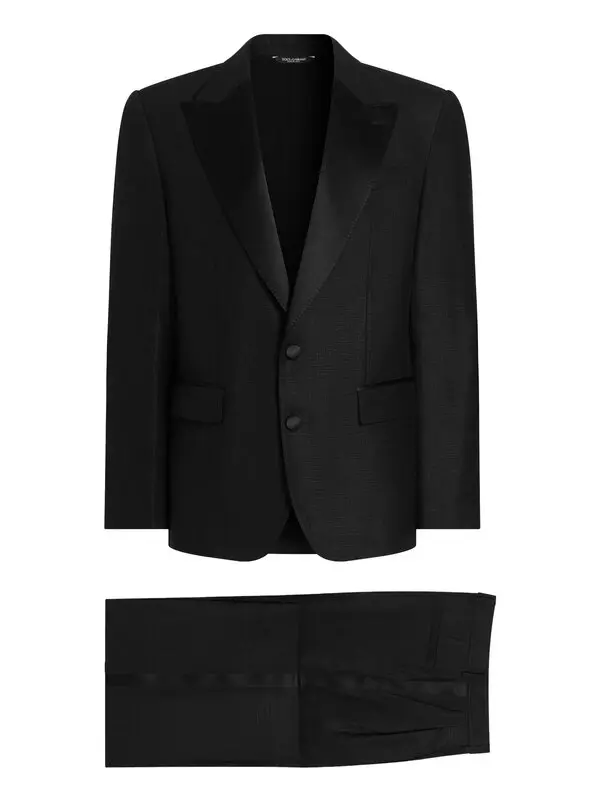 Dolce & Gabbana Single-breasted Suit In Linen Canvas - Black