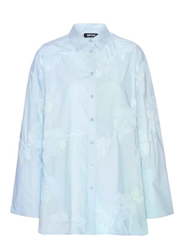 ROTATE BY BIRGER CHRISTENSEN Floral-appliqué Oversized Shirt - Blue