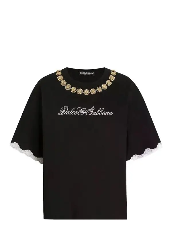 Dolce & Gabbana Dna Lace-detailing T-shirt - Black