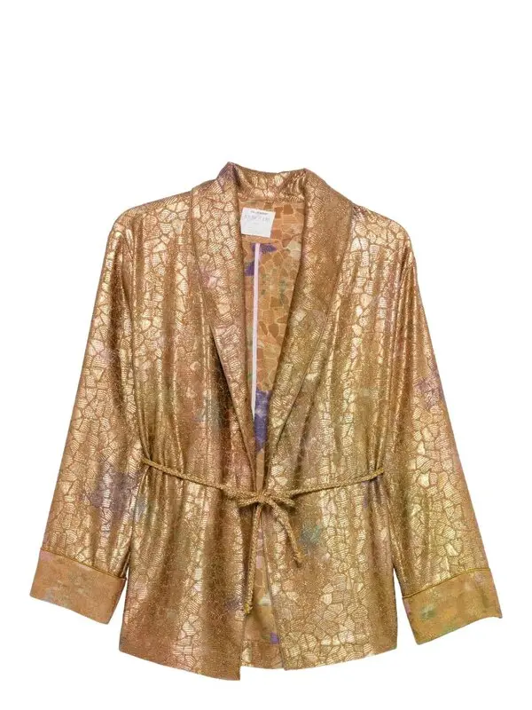 FORTE_FORTE Floral Print Tie Jacket - Gold