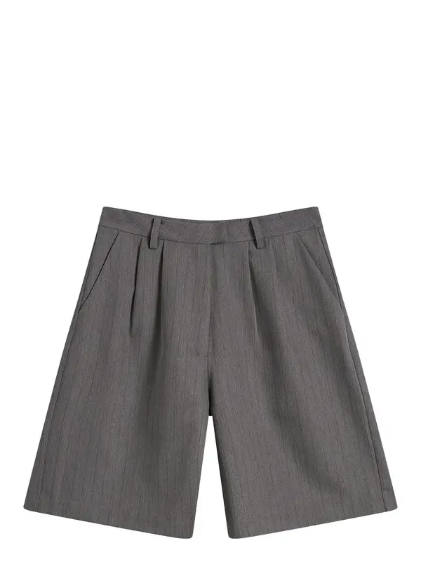 HOSBJERG Noor Pinstriped Tailored Bermuda Shorts - Asphalt