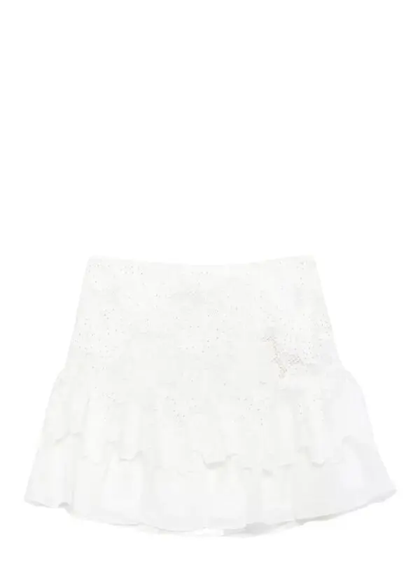Sandro Floral Mini Skirt With Ruffled Hem - White