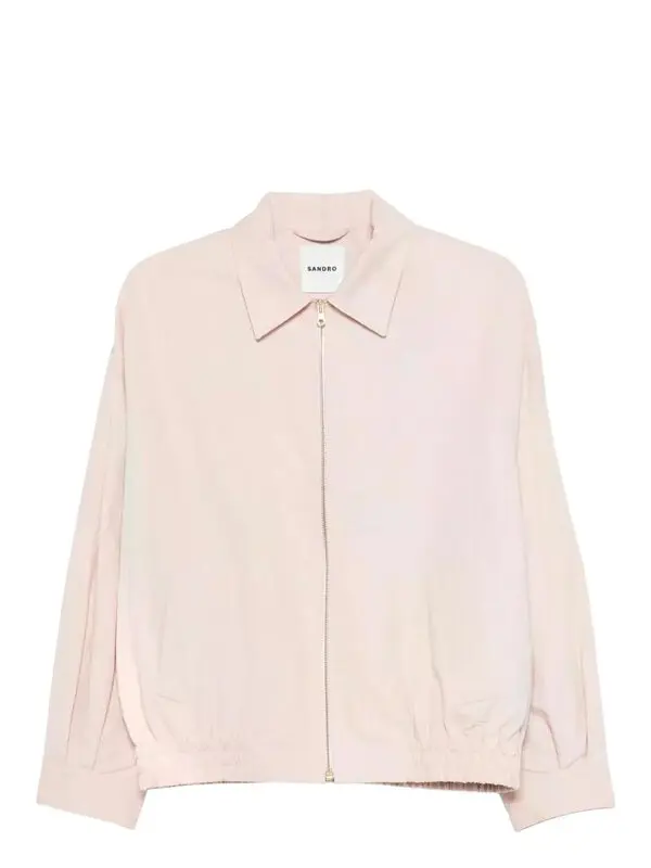 Sandro Zip-up Bomber Jacket With Pockets - Pink