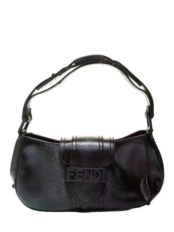 Fendi 2000s Logo-detail Studded Shoulder Bag - Black