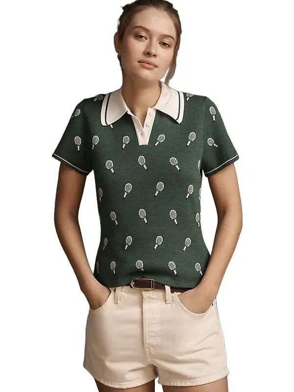 ROWING BLAZERS Short-sleeve Polo Sweater Jacket - Green