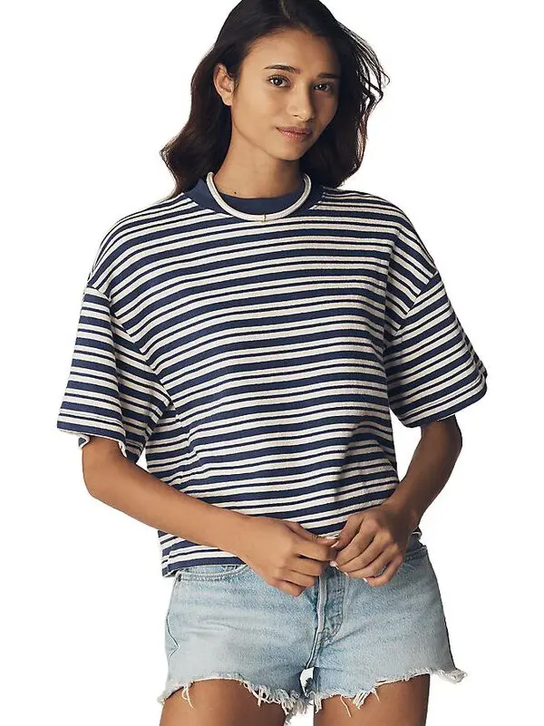 NATION LOS ANGELES Cotton Gio Sweatshirt - Blue Stripe