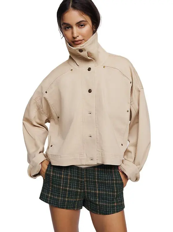 Anthropologie Moira Funnel-neck Utility Jacket - Tan