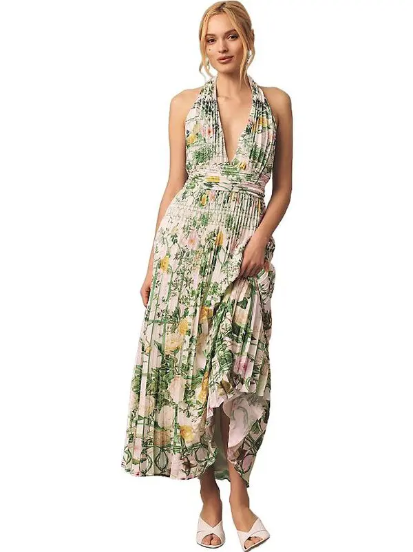 Bhldn Printed Halter Maxi Dress - Yellow Pattern