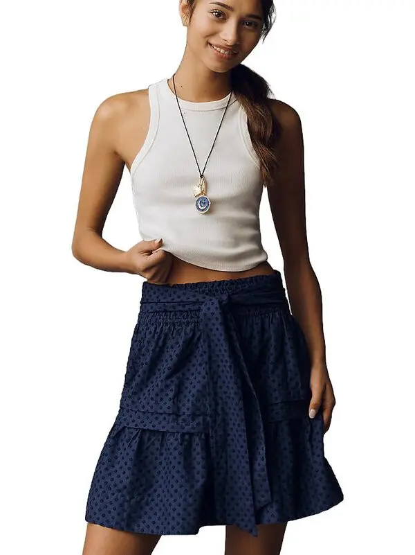 THE SOMERSET COLLECTION BY ANTHROPOLOGIE Tiered Mini Skirt - Navy