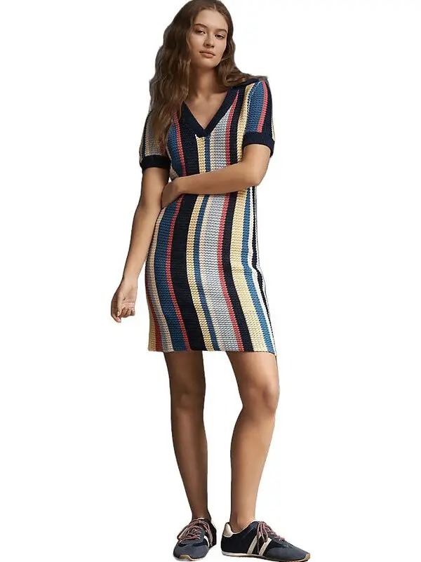 Maeve Collared Knit Mini Dress - Multi Stripe
