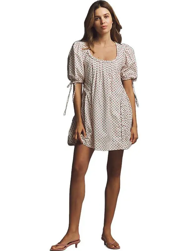 DAMSON MADDER Cotton Meri Puff-sleeve Mini Dress - White